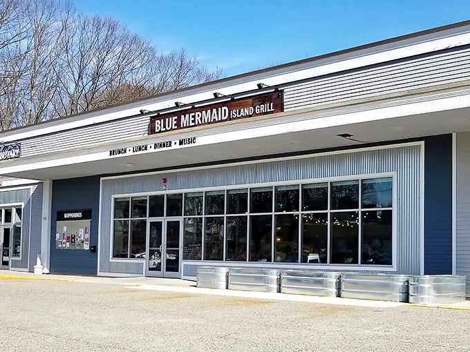 The unassuming exterior of Blue Mermaid Island Grill belies the tropical paradise waiting inside this Kittery, Maine gem.