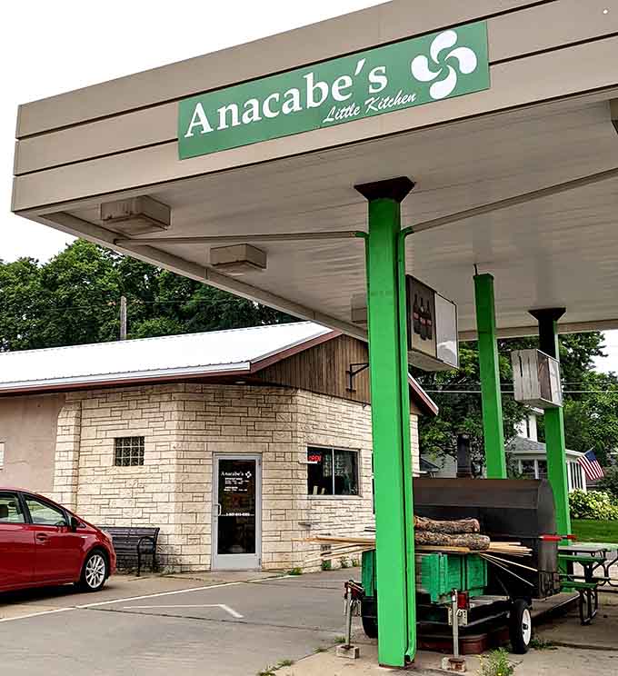That green awning marks the spot where taco dreams come true in Goodview, Minnesota.