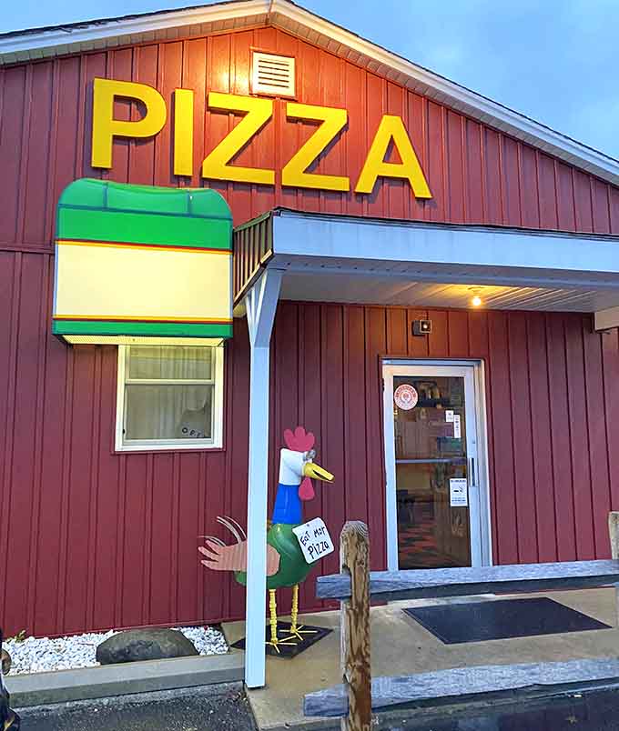 That cheerful wooden bird knows what's up, beckoning hungry souls to discover Pataskala's best-kept secret behind that barn-red exterior.
