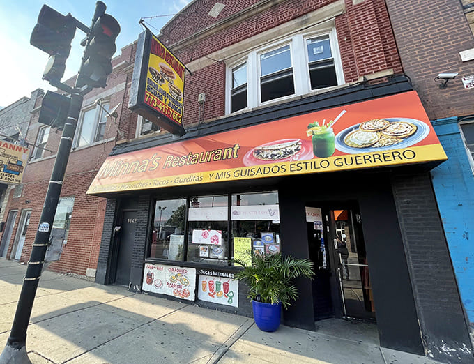That bright orange awning is your beacon to taco paradise, no GPS required.