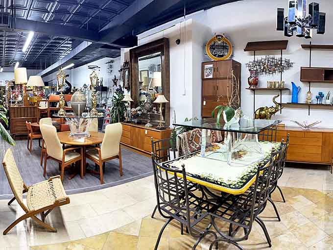 Three Stars Resale Shop's storefront beckons with its vibrant green signage and promise of vintage treasures within Chicago's urban landscape.