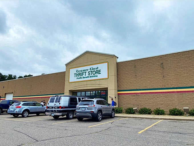 The unassuming exterior of Treasure Chest hides a universe of secondhand wonders within, like a plain book cover concealing an epic tale.