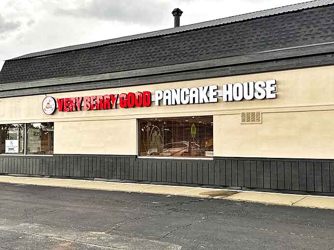 Exterior: The bold red and white sign promises breakfast greatness, and the unassuming building delivers on that promise with every plate.