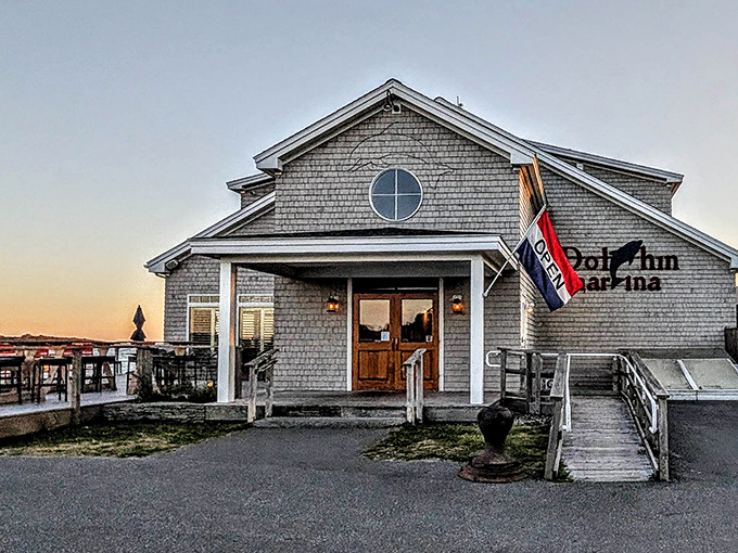 Weathered shingles and coastal charm welcome seafood lovers to Dolphin Marina & Restaurant, where Maine's finest flavors await.