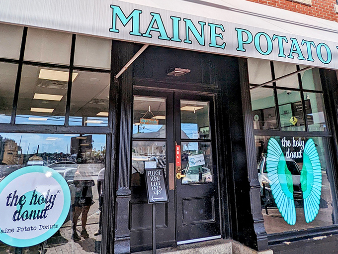 That turquoise sign isn't just decoration, it's a beacon of hope for anyone who takes their breakfast pastries seriously and their potato-based innovations even more so.