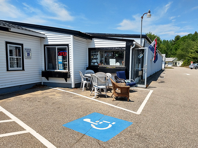 The unassuming exterior of Bo-Mar Hall belies the wonderland within. Like a Maine lighthouse, it beckons treasure hunters from Route 1 with promises of discovery.