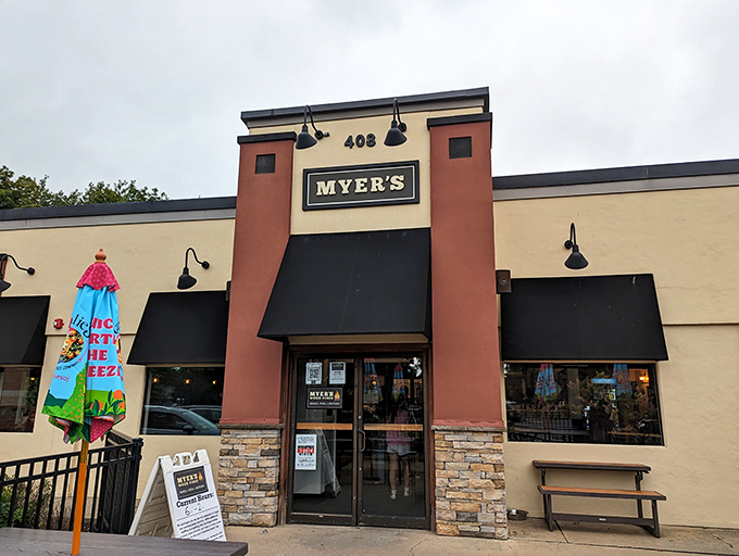 Myer's welcoming storefront stands proudly on Pine Street, its stone accents and black awnings promising bagel perfection within.