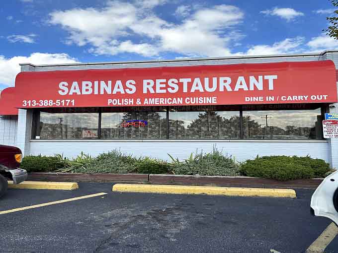 Sabina's bright red awning beckons hungry travelers like a Polish-American lighthouse guiding you to comfort food paradise.