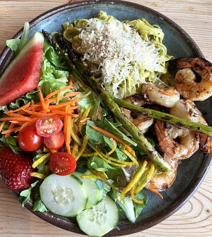 This platter showcases the restaurant's commitment to fresh, colorful, beautifully prepared food that actually tastes good.