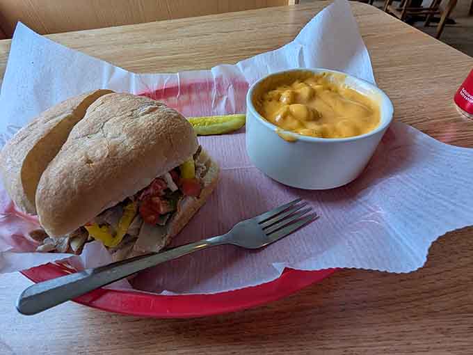 Mac and cheese as a side dish elevates any sandwich from great to unforgettable, proving comfort food makes everything better.