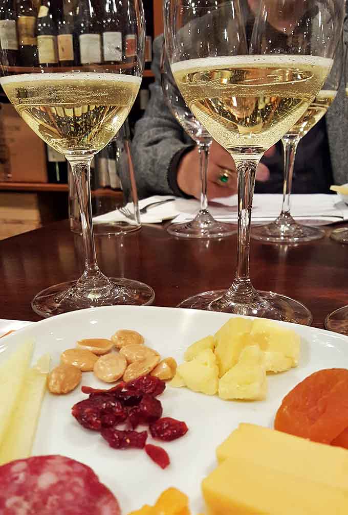 Sparkling wine and a carefully arranged cheese plate, proving that Buon Giorno knows how to elevate any meal into a celebration.