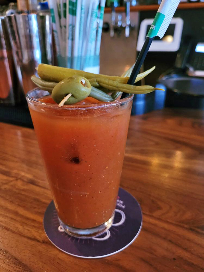 This isn't just a Bloody Mary &ndash; it's a meal in itself, garnished with pickled vegetables and promising the perfect morning kick.