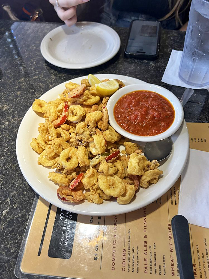 Calamari that defies the rubbery reputation of lesser versions&mdash;tender, lightly breaded, and served with marinara that demands to be dipped into.