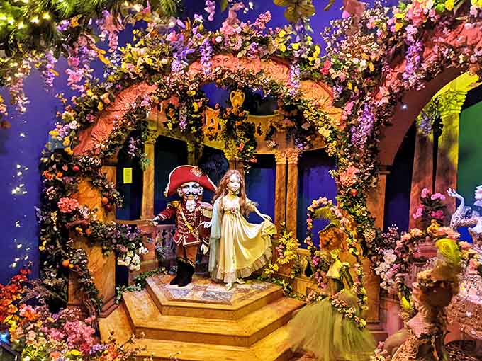 This enchanted garden scene looks like where Shakespeare's characters might celebrate Christmas &ndash; theatrical magic meets holiday spirit.