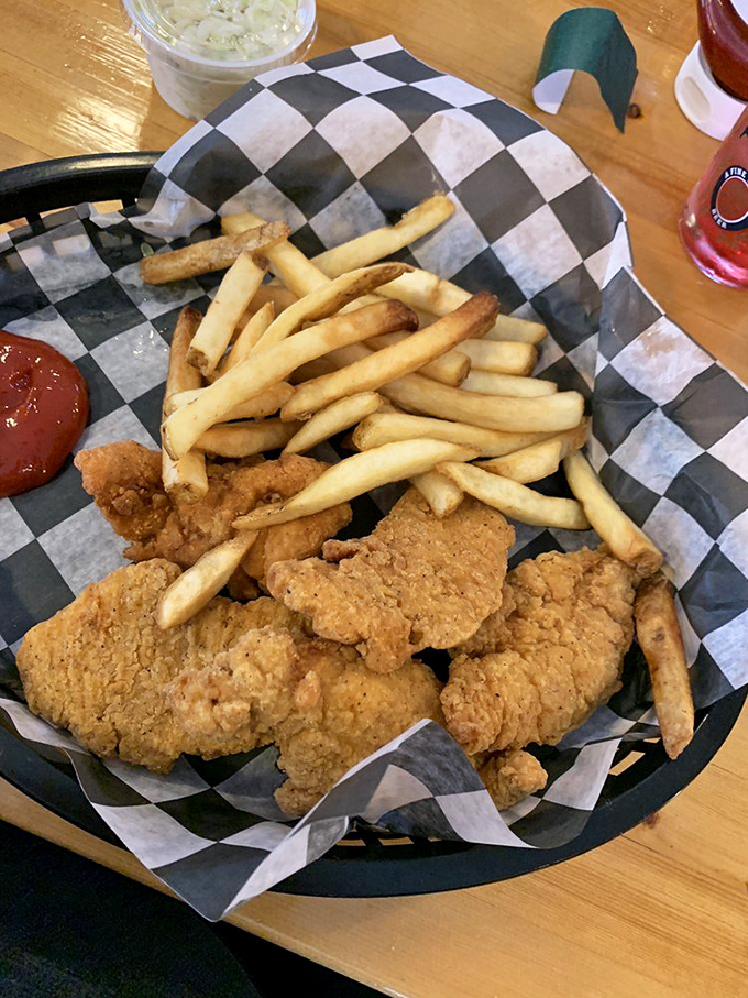 Simple pleasures done right &ndash; golden fries and perfectly crispy chicken tenders that put fast food to absolute shame.