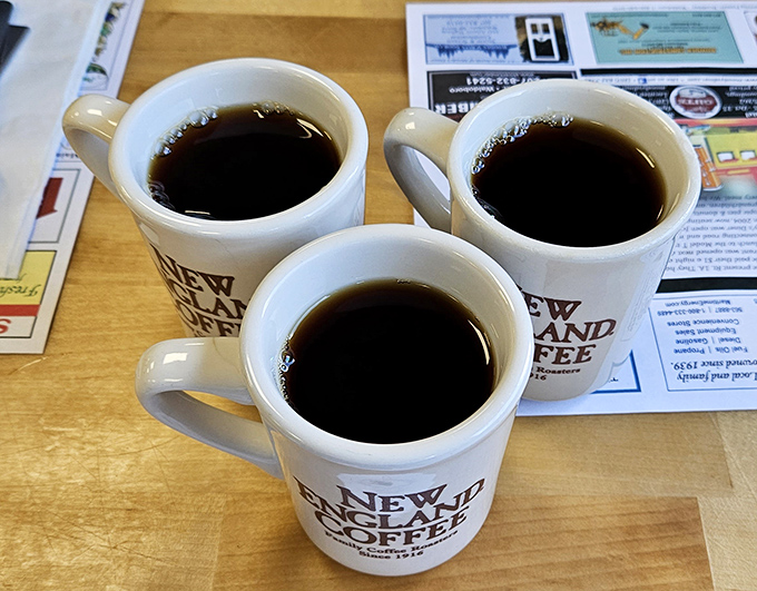 Coffee culture, diner-style: These sturdy mugs have witnessed countless conversations and complemented thousands of whoopie pies. 