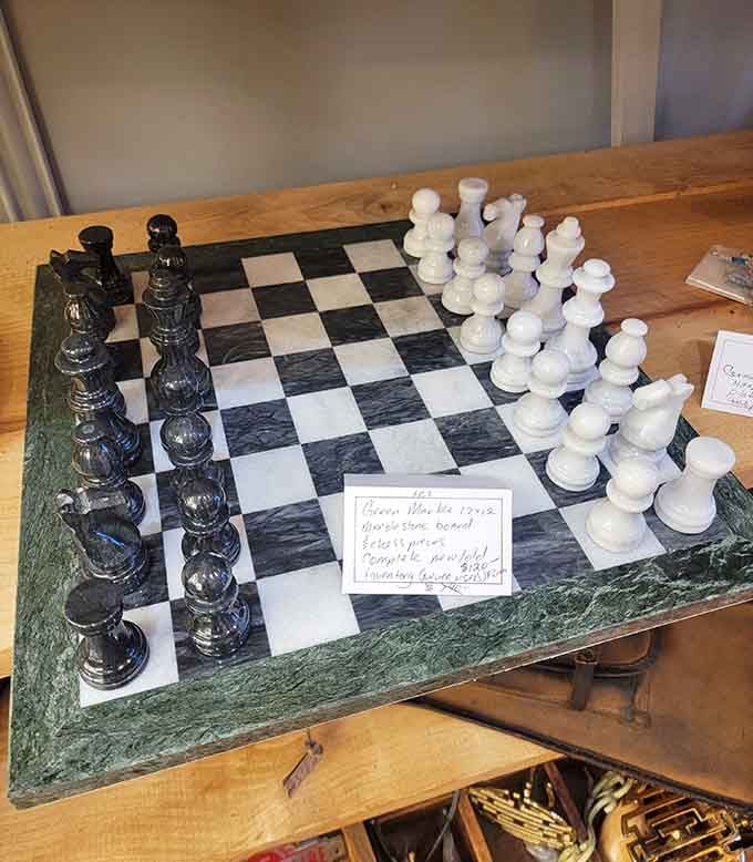 This marble chess set has probably witnessed more strategic thinking than most modern boardrooms, and it's definitely more attractive than Zoom meetings.