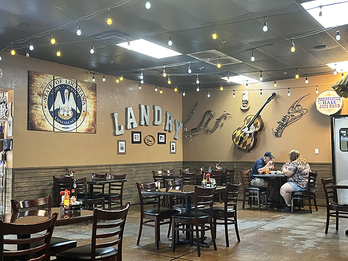 Happy diners experiencing the joy that only comes from authentic Cajun cuisine in generous portions&mdash;calories don't count during cultural experiences.