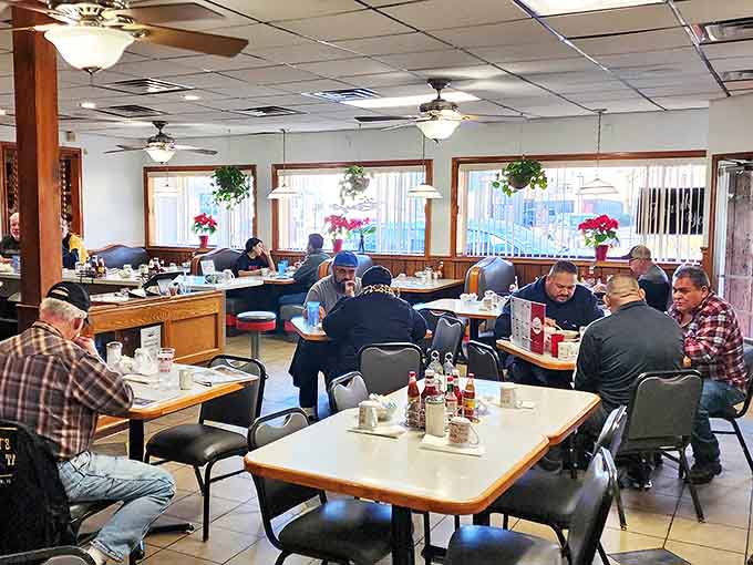 The morning ritual at Ray's &ndash; regulars gathering at their usual tables, creating the gentle hum of conversation that makes diners special.