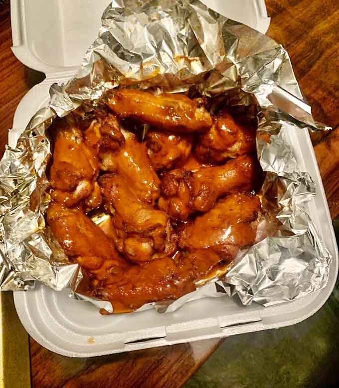Traditional wings glazed in sauce, ready to disappear faster than your willpower around good food.