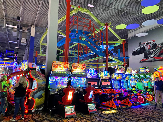 Virtual velocity at its finest! Race from the comfort of a stationary seat, where the only real danger is a sore thumb from aggressive button-mashing.