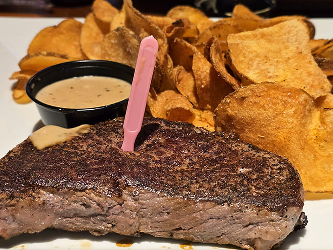 A steak cooked with such precision, you'd think the chef consulted engineering blueprints before it hit the grill.