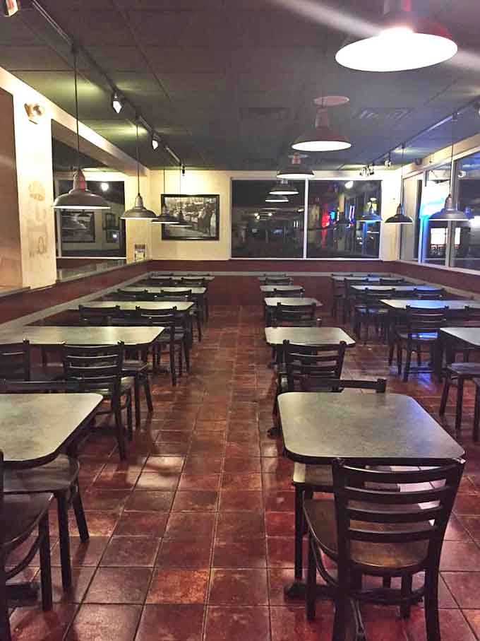 Evening tranquility settles over the dining room, offering a peaceful setting to savor your meal without the daytime hustle.