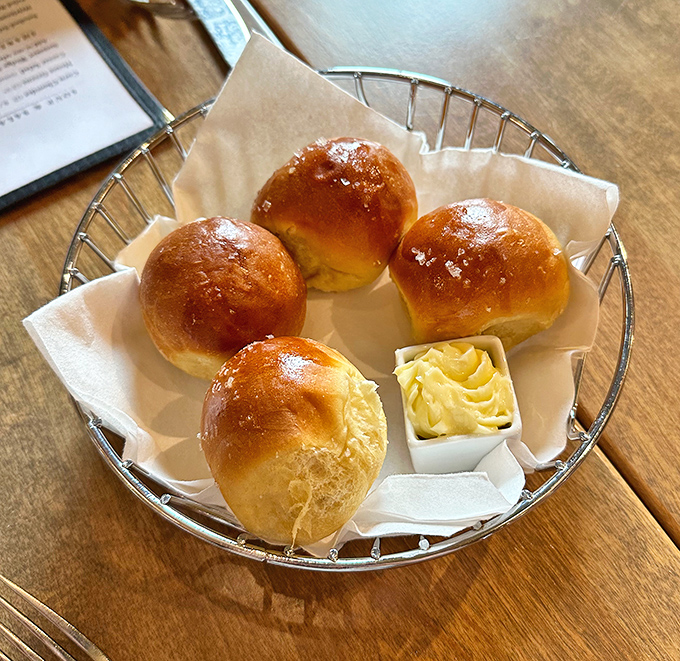 House-made dinner rolls that have clearly been working out&mdash;they're buff, bronzed, and begging for butter.