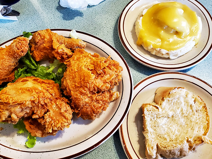 Golden-brown perfection! This fried chicken is so good, it might make you cross the road for seconds.
