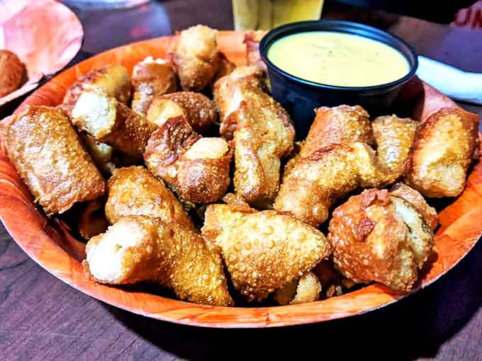 Pretzel bites with mustard sauce&mdash;the perfect bar snack for when you're three beers in but still two hours away from attempting a Thurmanator.