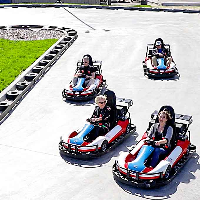 From this angle, the go-kart track resembles a playground for grown-ups &ndash; which is exactly what it is, complete with speed and friendly competition.