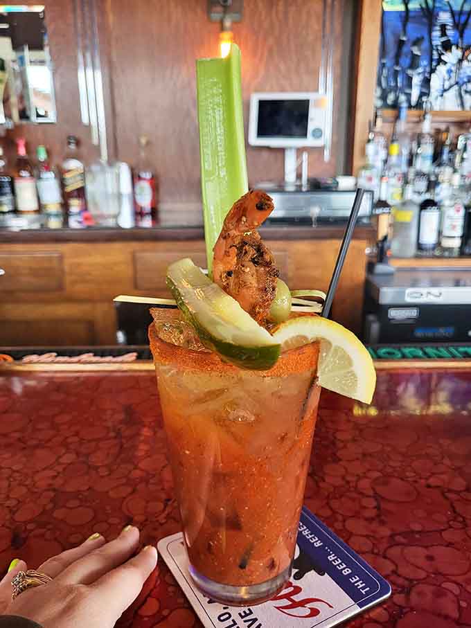 That Bloody Mary comes loaded with enough garnishes to qualify as lunch, making brunch feel like the event it should be.