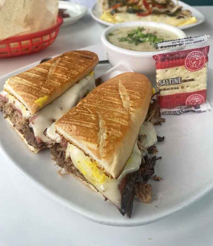 The Cuban sandwich gets pressed to melty perfection, creating the kind of lunch that makes afternoon meetings almost bearable.