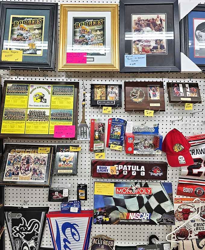 Sports memorabilia heaven for Packers fans &ndash; framed pieces that celebrate Green Bay's storied football legacy through the decades.