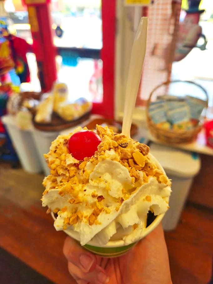 A masterpiece of vanilla custard topped with crunchy honeycomb pieces and a cherry&mdash;summer in a cup.