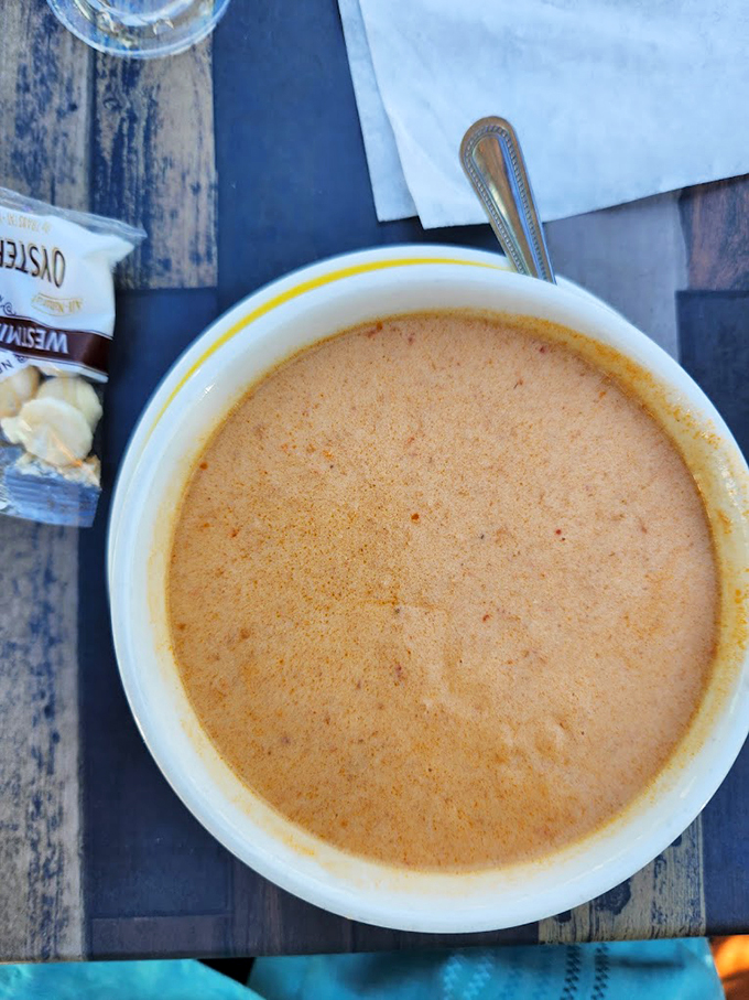 A bisque so good, it'll make you contemplate a life at sea. Each spoonful is a velvety voyage through lobster-infused bliss.