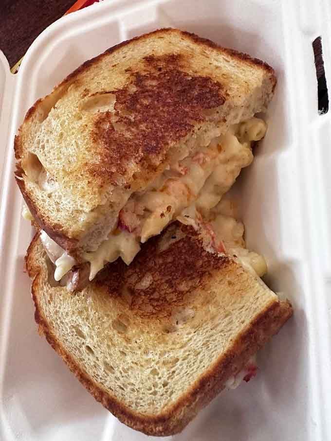 Mac and cheese inside a grilled cheese sandwich is the kind of meta comfort food that makes you question why this wasn't invented sooner.
