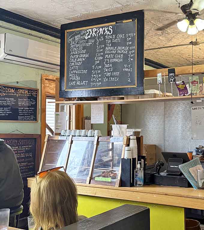 The ordering station keeps things simple and efficient, with chalkboard menus listing daily specials and a staff ready to help navigate choices.