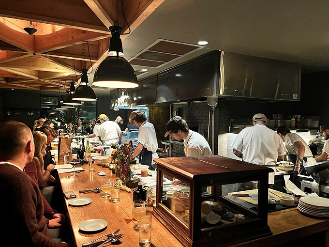 The open kitchen invites diners to witness culinary magic in action – dinner and a show, Vermont-style.