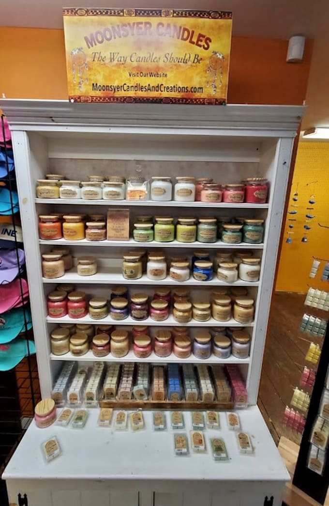 Moonsyer Candles add another layer of local craftsmanship to Perry's eclectic mix, because why stop at just fudge and nuts?