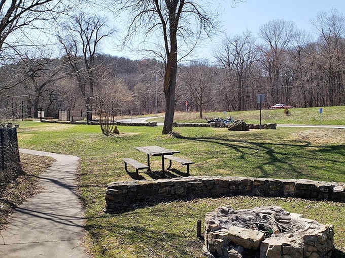 Simple pleasures await at journey's end &ndash; a picnic table, fire ring, and memories waiting to be made.