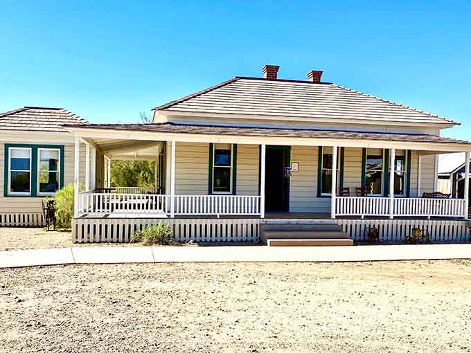 The Merritt House exemplifies frontier domestic architecture, where wide porches provided relief from desert heat and space for community gathering.