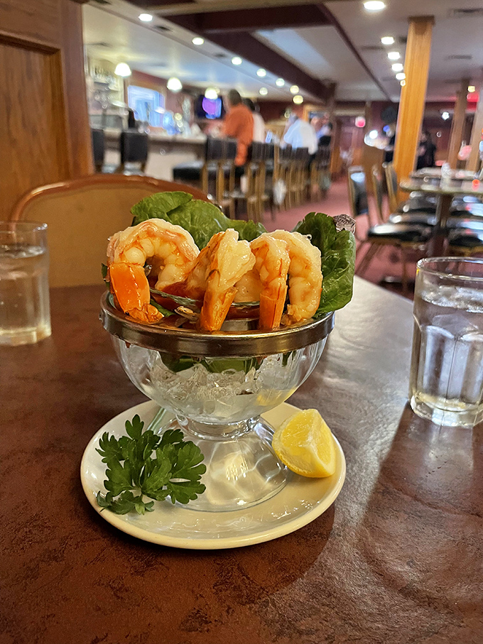 Shrimp cocktail that stands at attention &ndash; plump soldiers of seafood ready to dive into that zesty sauce.