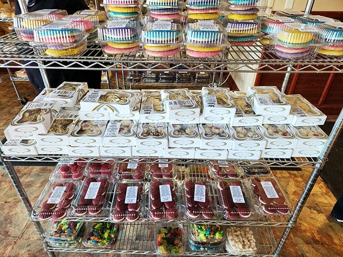 More baked goods than you can shake a rolling pin at, organized like a delicious library where every book is edible.