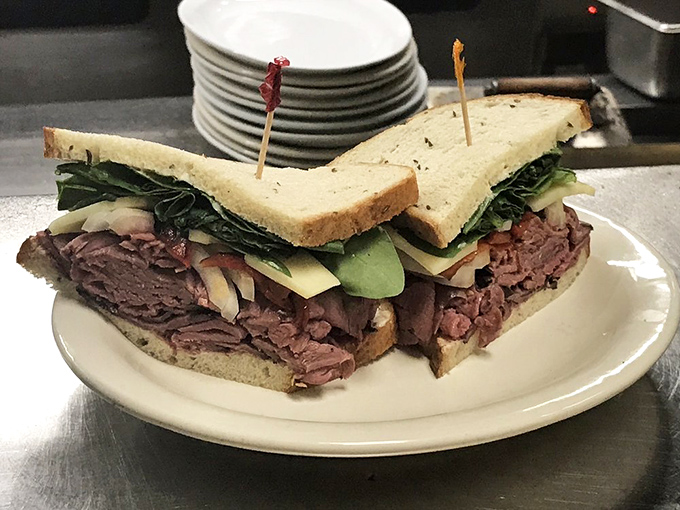 This towering sandwich packed with roast beef and fresh veggies proves bigger is indeed better in the sandwich department.