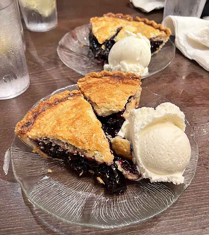 Blueberry pie with ice cream is the dessert equivalent of a warm hug from your grandmother, if she happened to be an excellent baker.