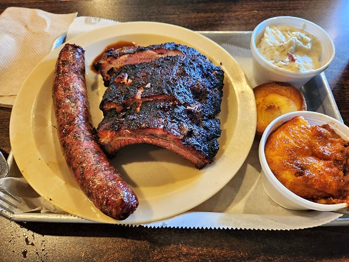 The dynamic duo of deliciousness! This sausage and rib combo is like Batman and Robin, if they were made of meat and smoky goodness.
