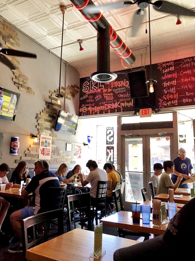 Another angle reveals the spacious layout that accommodates everyone from solo diners to large groups, all united by their love of good food.
