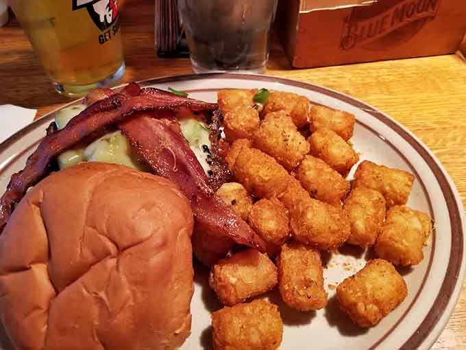 Tater tots fried to crispy perfection, because sometimes the best side dish is the one that disappears first.