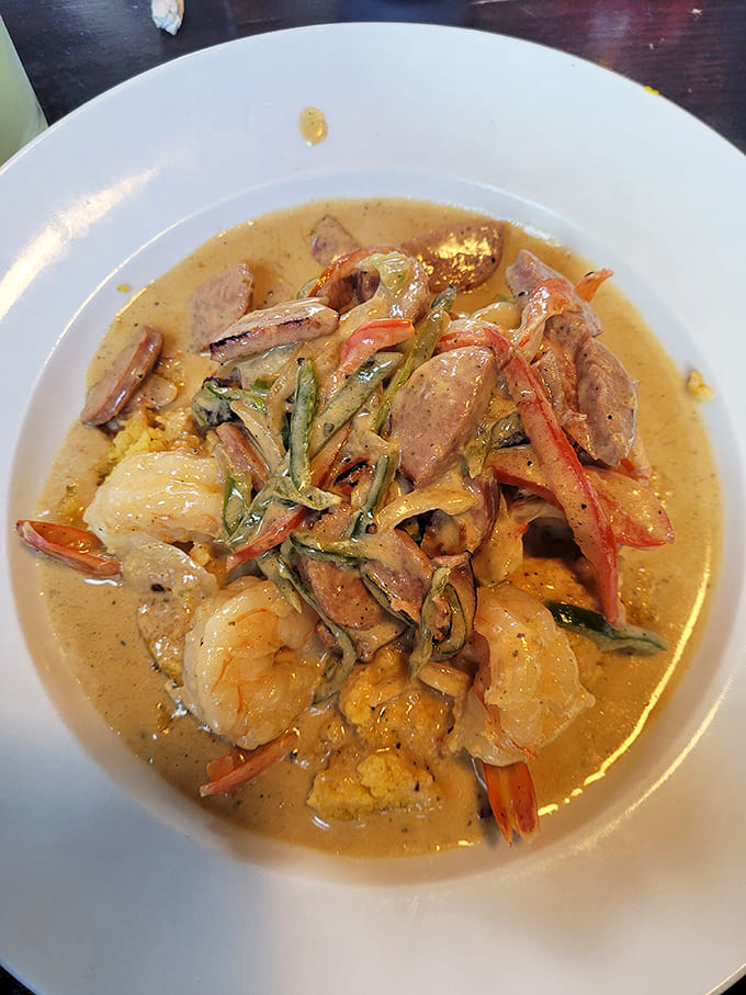 Shrimp and grits that would make a Southerner do a double-take &ndash; creamy, savory, and proof that Rowley Inn's culinary skills extend well beyond Eastern Europe.